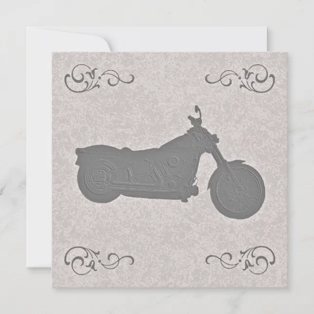 Faux Embossed Motorcycle Biker Wedding Invitation | Zazzle