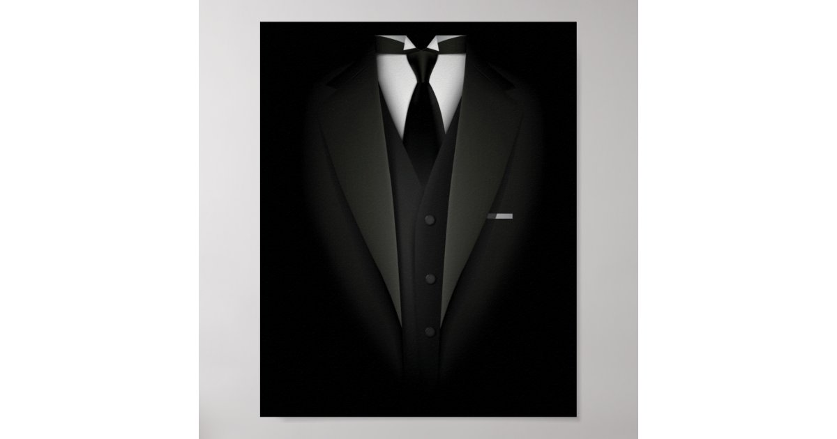 Faux Fake Tuxedo Suit top with Vest And tie Poster | Zazzle
