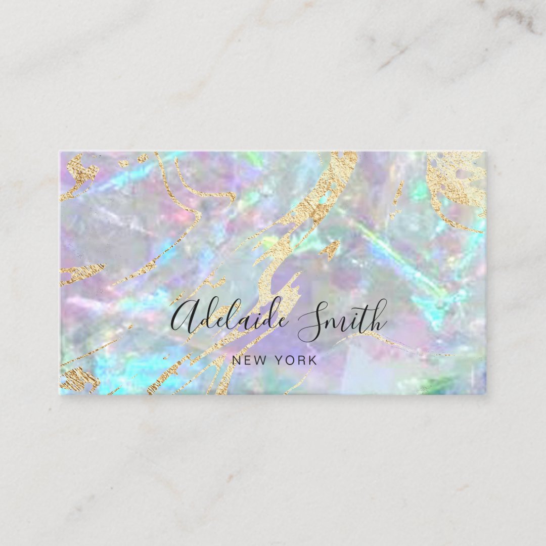 faux foil details opal photo business card | Zazzle