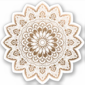 Faux Foil Gold Hand Drawn Mandala Sticker | Zazzle