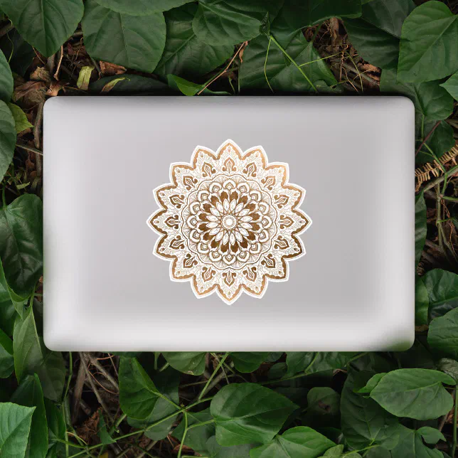 Faux Foil Gold Hand Drawn Mandala Sticker | Zazzle