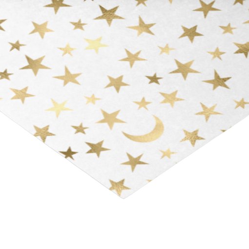 Faux Foil Gold Moon and Stars Tissue Paper | Zazzle