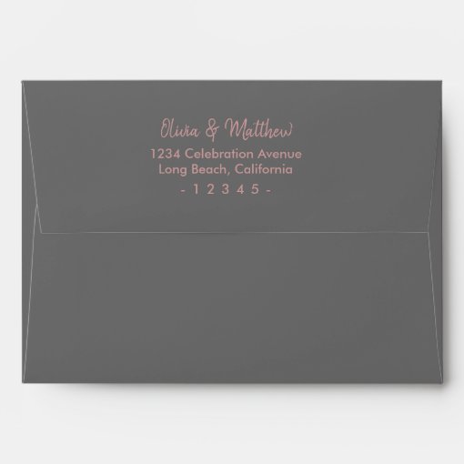 Faux Foil Rose Gold Glitter & Gray Classy Envelope | Zazzle