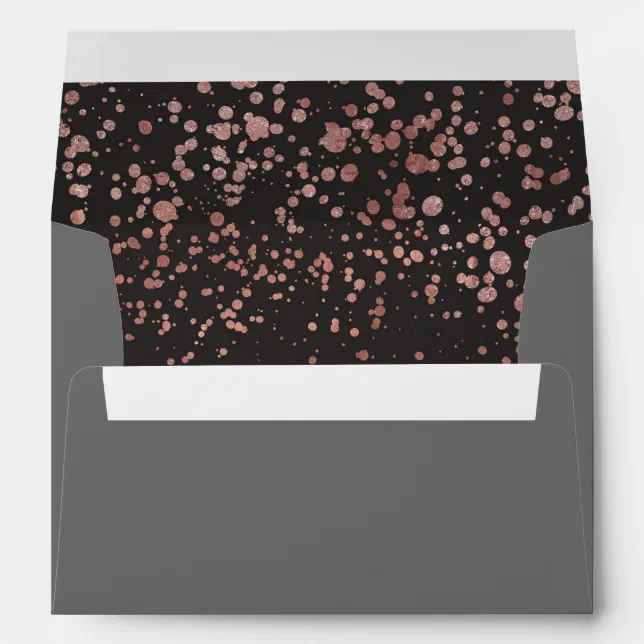 Faux Foil Rose Gold Glitter & Gray Classy Envelope | Zazzle