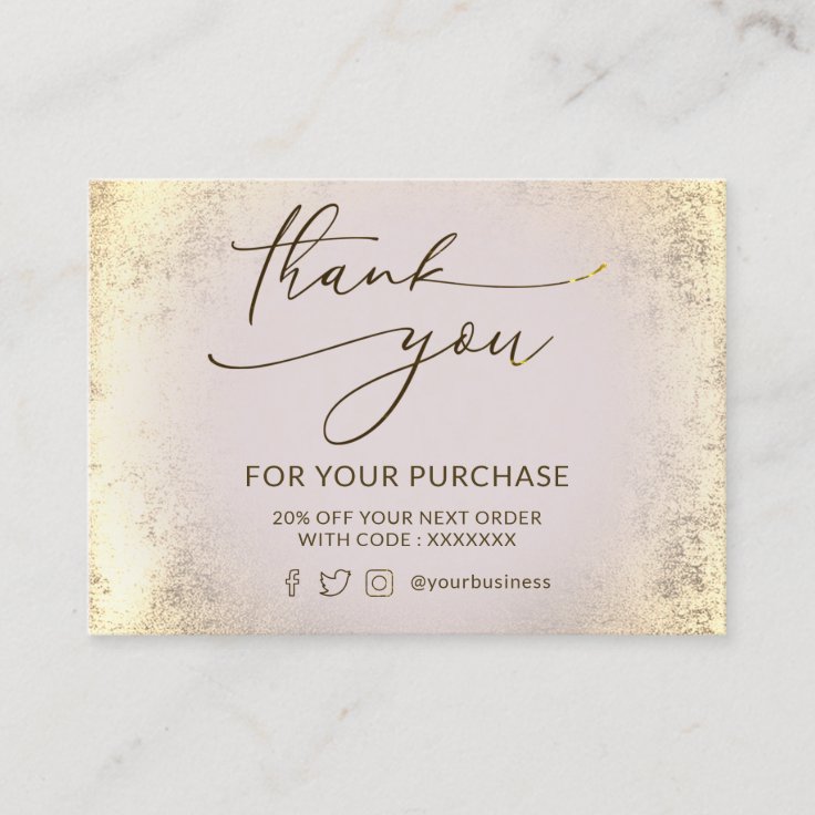 faux foil thank you card | Zazzle