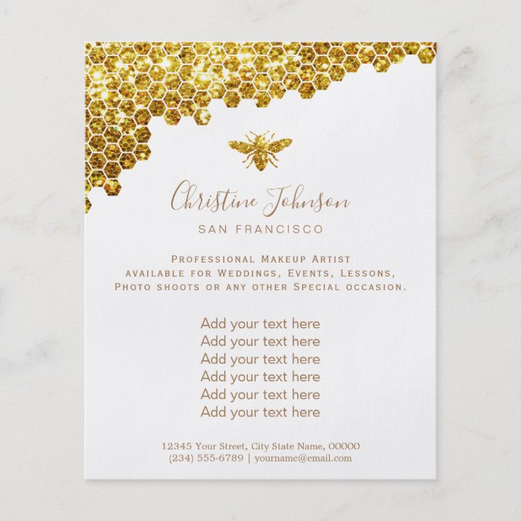 faux glitter bee honeycomb flyer | Zazzle