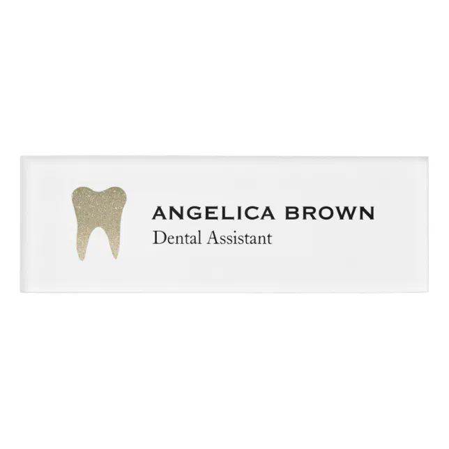 Faux Glitter Dental Assistant Name Tag | Zazzle