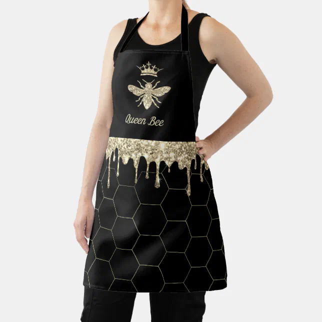 faux glitter drips queen bee apron | Zazzle