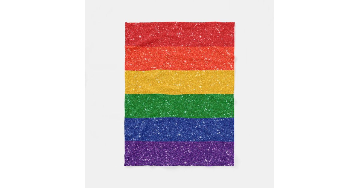 Faux Glitter LGBTQ Pride Rainbow Flag Fleece Blanket | Zazzle