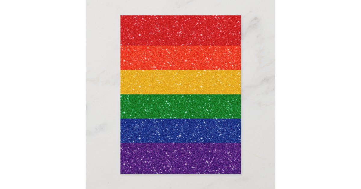 Faux Glitter LGBTQ Pride Rainbow Flag Postcard | Zazzle