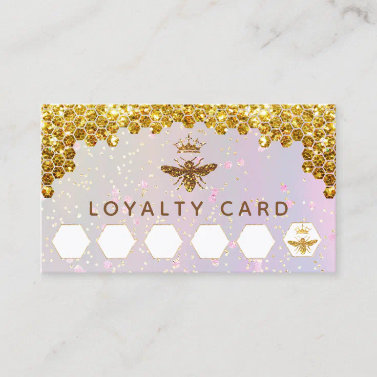 faux glitter Queen Bee loyalty card | Zazzle