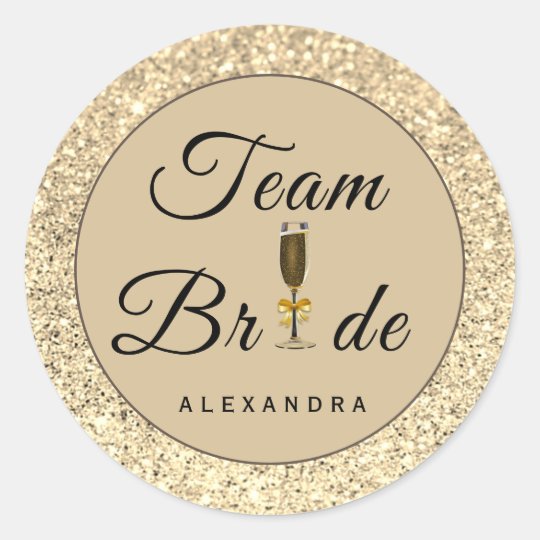 Faux Glitter Team Bride Sticker | Zazzle.com