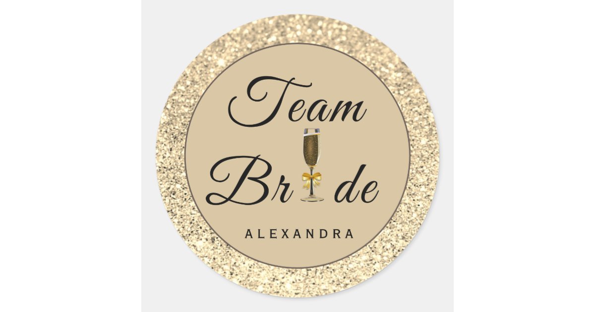 Faux Glitter Team Bride Sticker | Zazzle