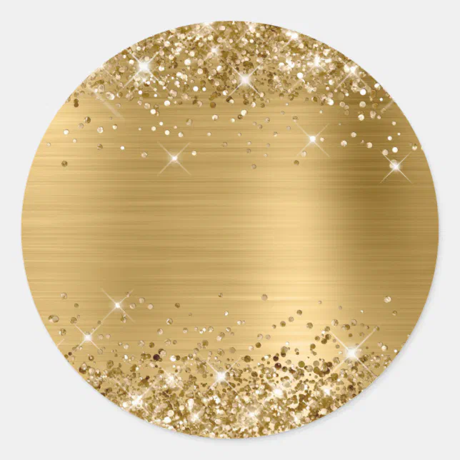 Faux Glittery Gold Foil Foil Texture Blank Classic Round Sticker | Zazzle