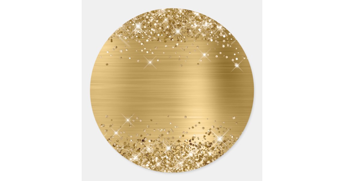 Faux Glittery Gold Foil Foil Texture Blank Classic Round Sticker | Zazzle