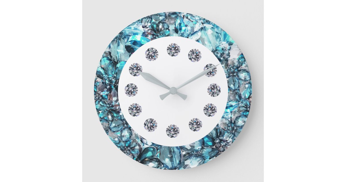 Faux Glitzy Jewel Bling Wall Clock | Zazzle