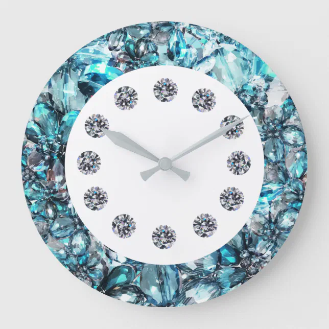 Faux Glitzy Jewel Bling Wall Clock | Zazzle