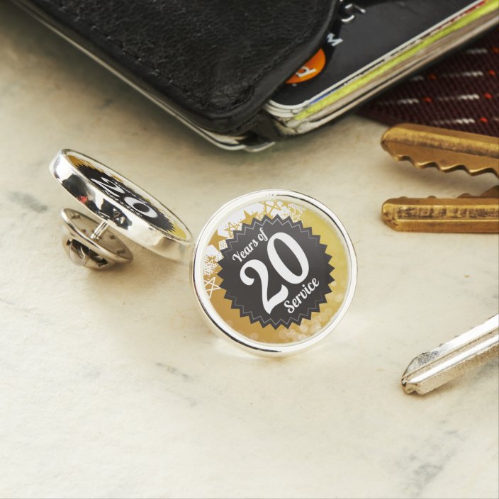 Faux gold 20 year employee anniversary award pin | Zazzle