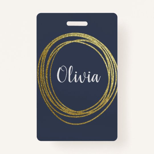 Faux Gold Abstract Circle Design with Name Badge | Zazzle.com