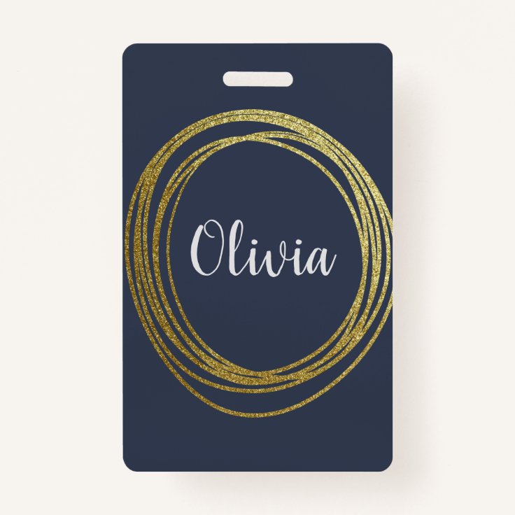 Faux Gold Abstract Circle Design with Name Badge | Zazzle