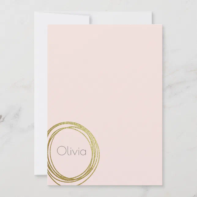 Faux Gold Abstract Circle Design with Name Note Card | Zazzle