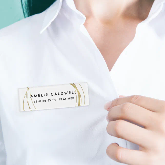 Faux Gold Abstract Name Tag | Zazzle