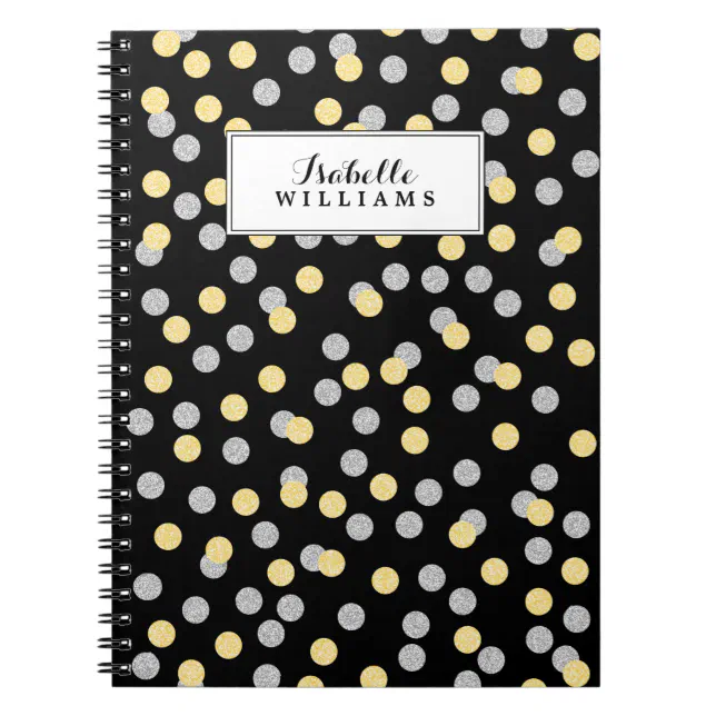 Faux Gold and Silver Confetti Pattern Notebook | Zazzle