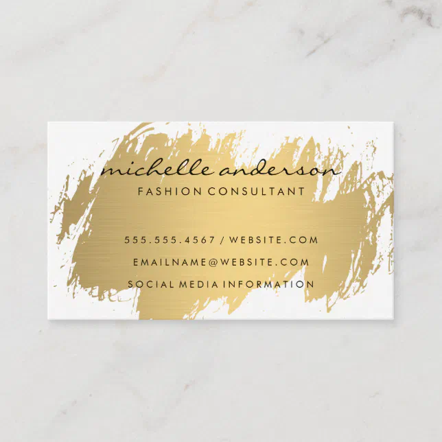 Faux Gold Brushed | Fashionista Business Card | Zazzle