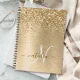 Faux Gold Brushed Metal Glitter Print Monogram Nam Notebook | Zazzle