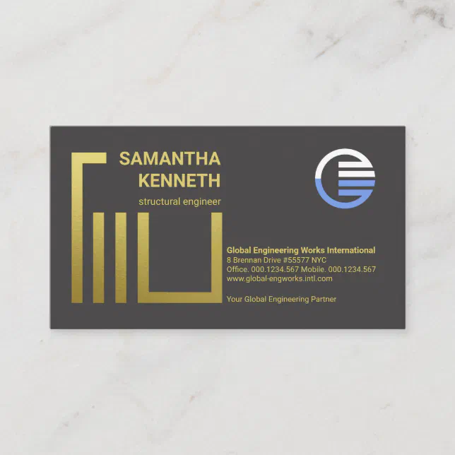 Faux Gold Column Re-Bar Building Engineering Business Card | Zazzle