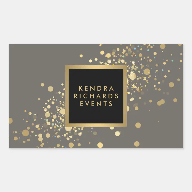 Faux Gold Confetti on Modern Gray Stickers | Zazzle