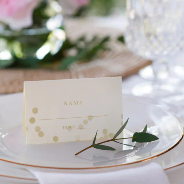 Faux Gold Confetti Place Card | Zazzle