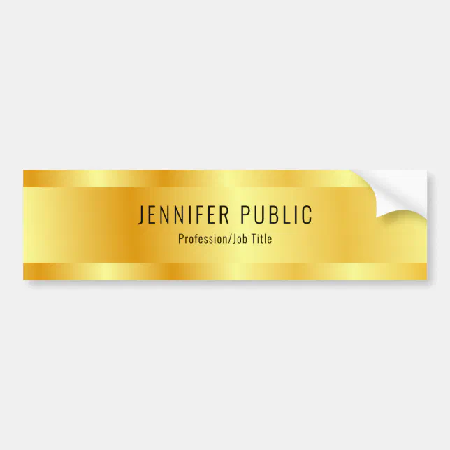 Faux Gold Elegant Modern Glamorous Template Bumper Sticker | Zazzle