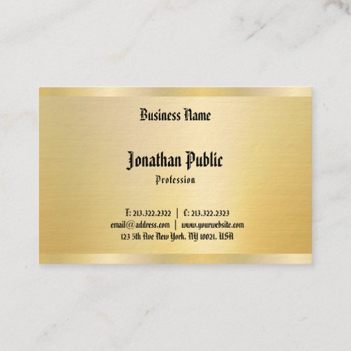 Faux Gold Elegant Vintage Template Classic Text Business Card | Zazzle