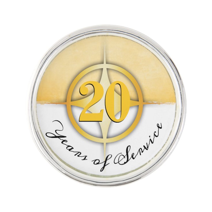 Faux gold emblem employee 20 year anniversary lapel pin | Zazzle