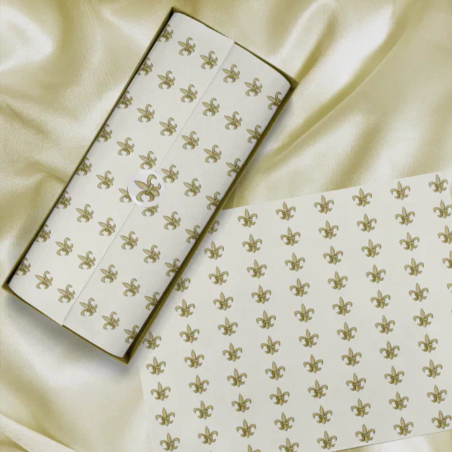 Faux Gold FleurDeLis on Ivory Tissue Paper | Zazzle