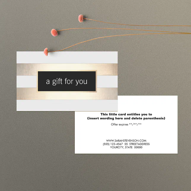 Faux Gold Foil and Black Striped Retail Gift Card | Zazzle