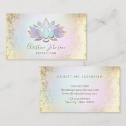 faux gold foil and pastel lotus esthetician business card | Zazzle