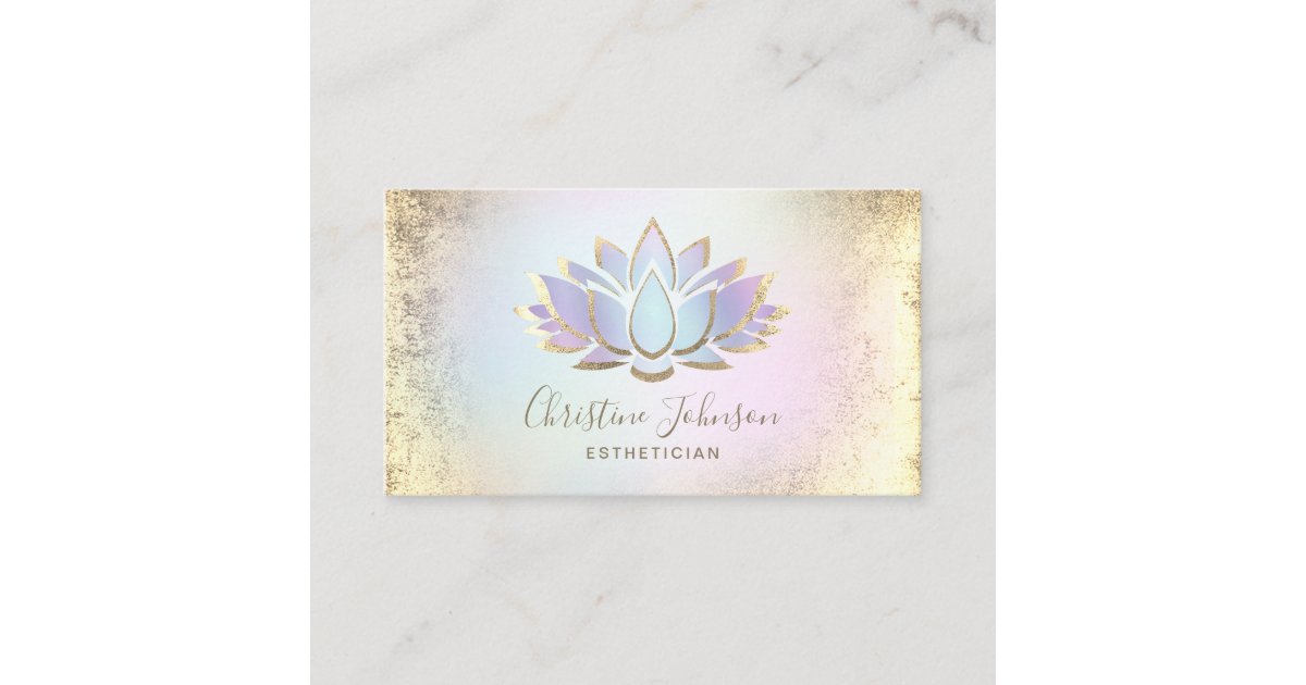 faux gold foil and pastel lotus esthetician business card | Zazzle