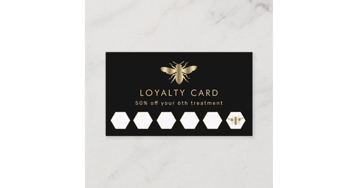 faux gold foil bee loyalty card | Zazzle