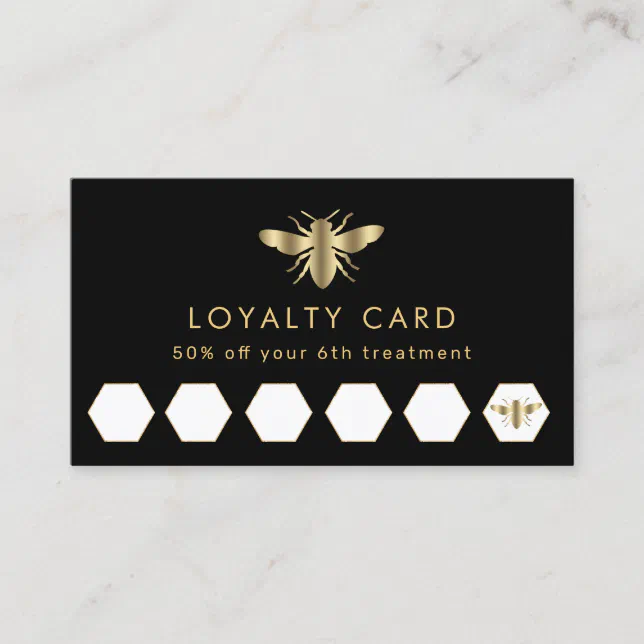 faux gold foil bee loyalty card | Zazzle