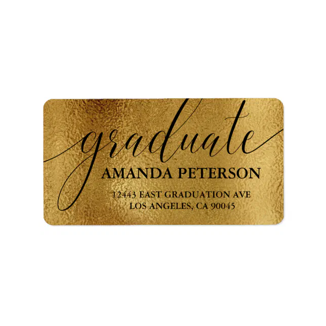 Faux Gold Foil Black Elegant Typography Graduate Label | Zazzle