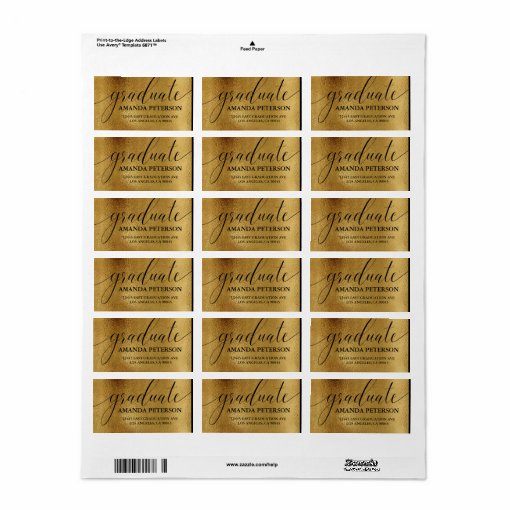 Faux Gold Foil Black Elegant Typography Graduate Label | Zazzle