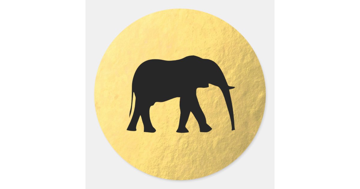 Faux Gold Foil - Black Elephant Sticker | Zazzle