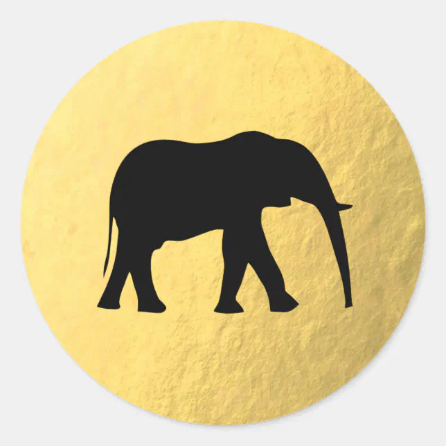Faux Gold Foil - Black Elephant Sticker | Zazzle