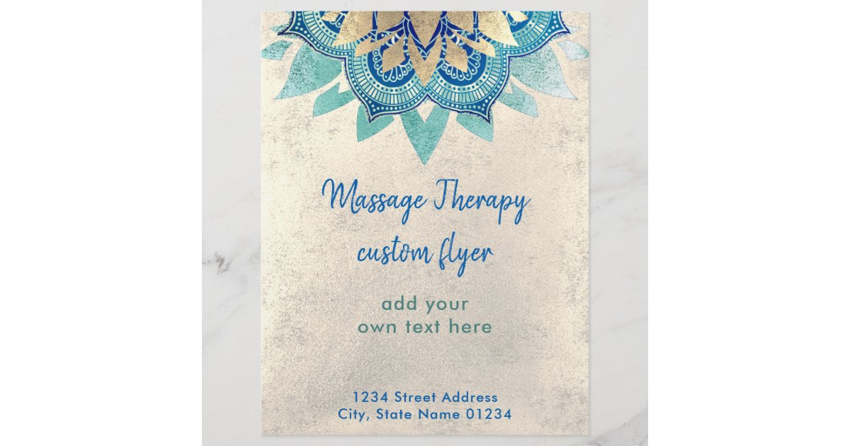 FAUX gold foil blue lotus flower Flyer | Zazzle