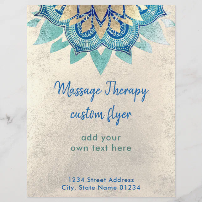 FAUX gold foil blue lotus flower Flyer | Zazzle