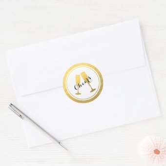 Faux Gold Foil Champagne Glasses Sticker | Zazzle