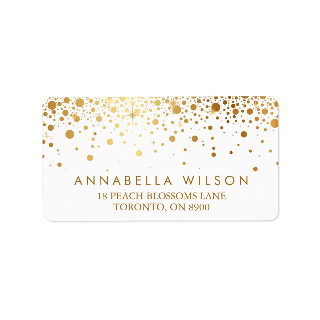 Faux Gold Foil Confetti Dots Elegant Address Label | Zazzle