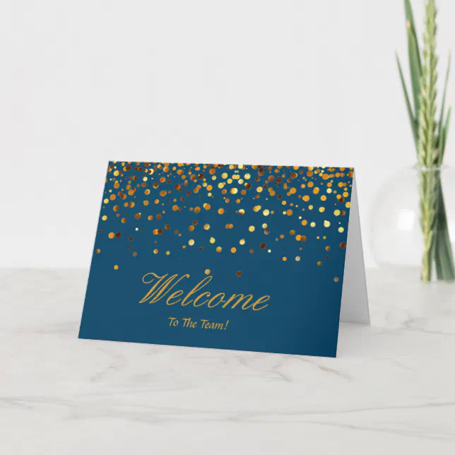 Faux Gold Foil Confetti Elegant Sparkles Welcome Card | Zazzle